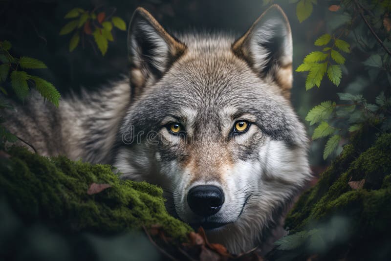 Wolf Portraits. Generative AI Stock Illustration - Illustration of grey ...