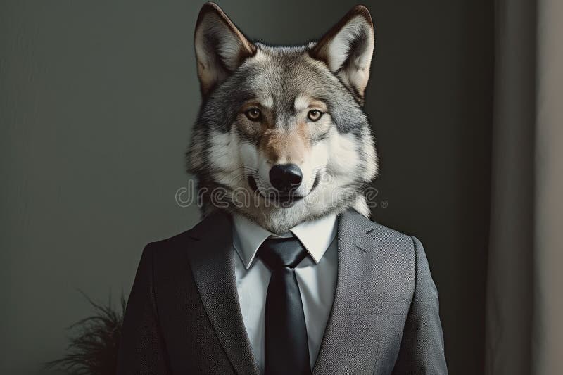 Wolf Posing in Business Suit Generative AI Stock Illustration ...