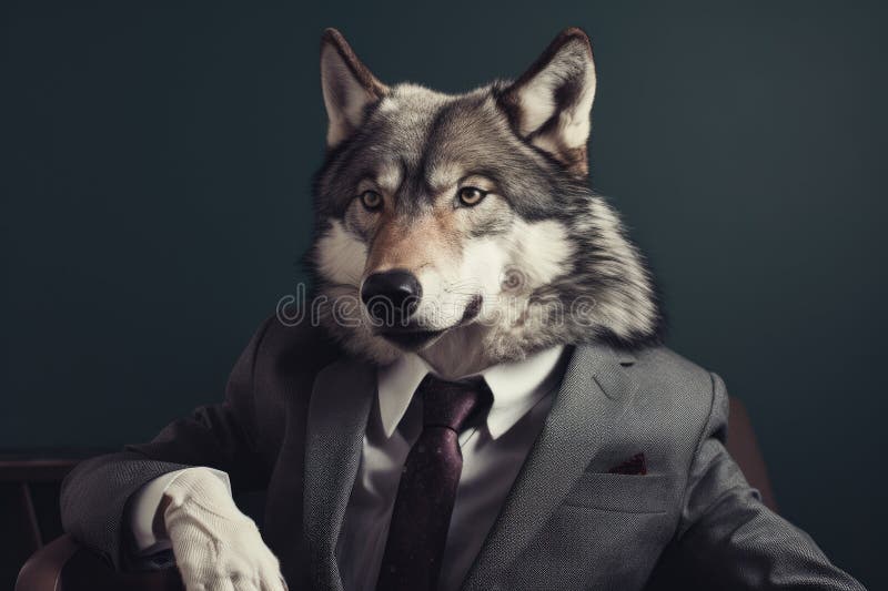 Wolf Posing in Business Suit Generative AI Stock Illustration ...