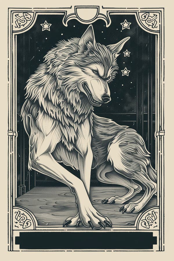 Wolf Poster Card Art Illustration Stock Illustration - Illustration of ...
