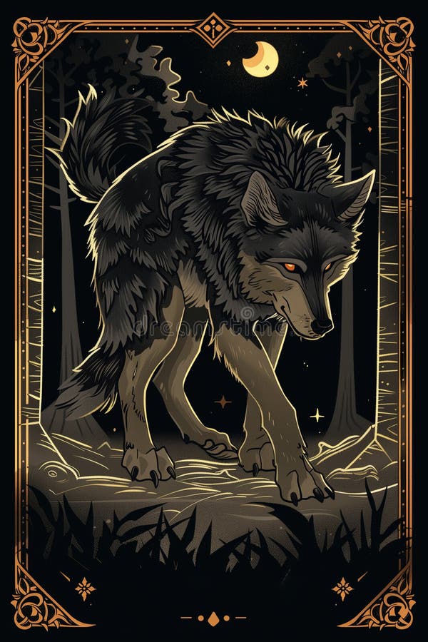 Wolf Poster Card Art Illustration Stock Illustration - Illustration of ...