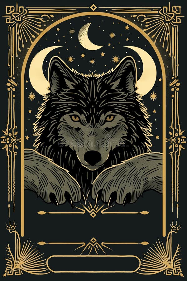 Wolf Poster Card Art Illustration Stock Illustration - Illustration of ...