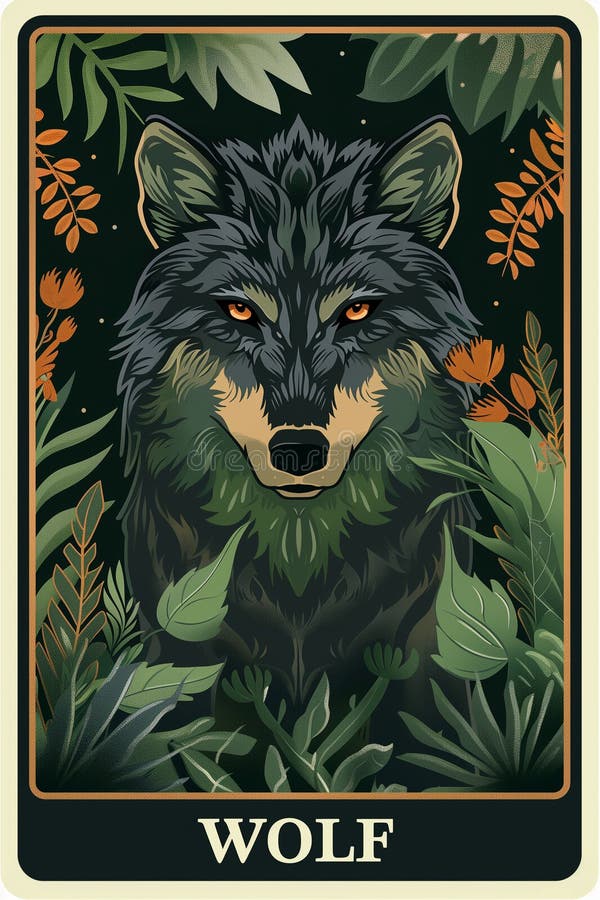 Wolf Poster Card Art Illustration Stock Illustration - Illustration of ...