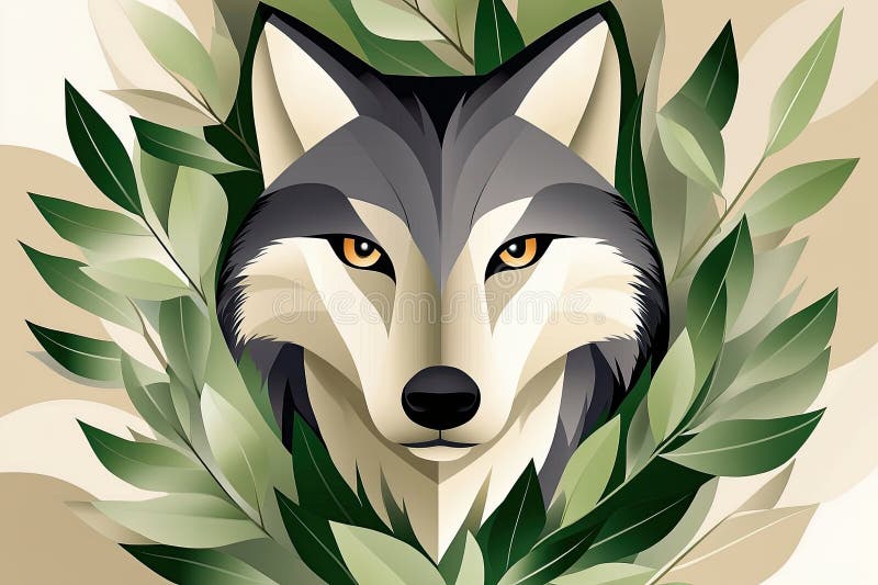 Wolf Prowls Cautiously through a Dense Forest of Soft Green Foliage and ...