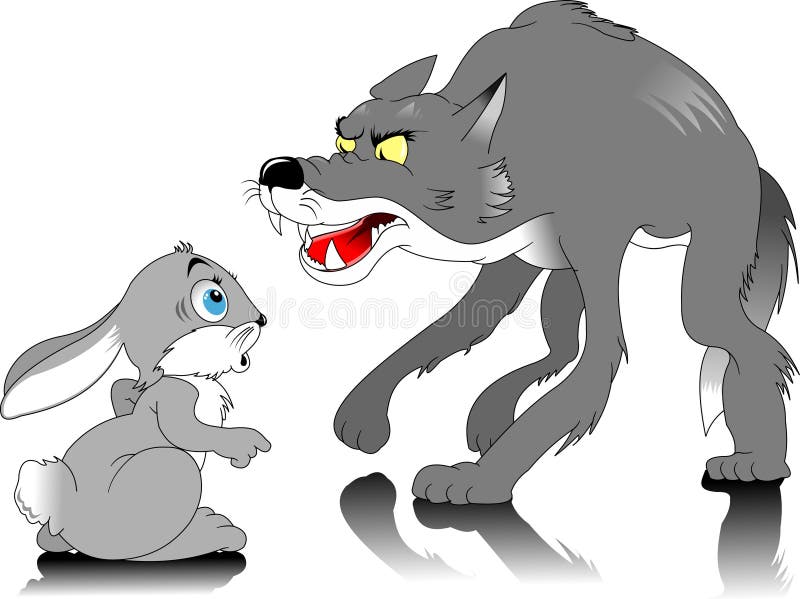 Wolf and rabbit stock illustration. Illustration of animal - 85604416
