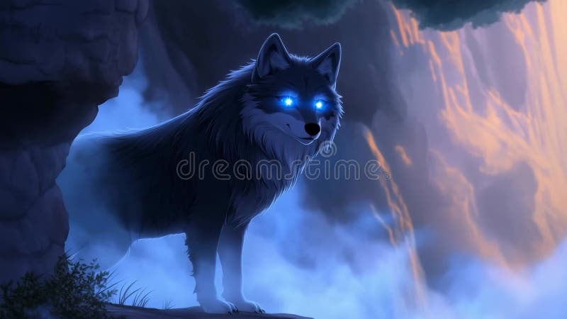 Wolf with Radiant Eyes Reflects the Power of the Moon in a Mystical ...