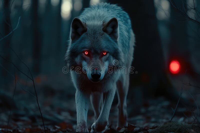 A wolf with red eyes stock illustration. Illustration of step - 277363417