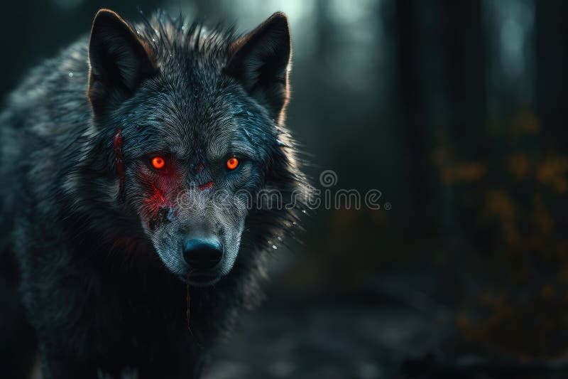 A wolf with red eyes stock illustration. Illustration of bristles ...