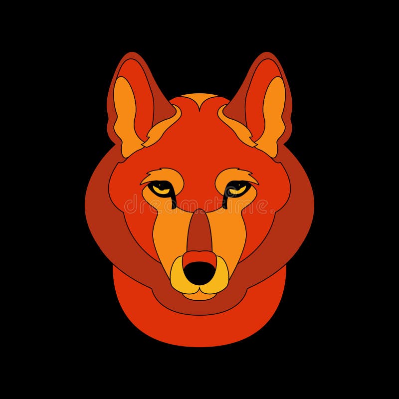Wolf Red Face Head Vector Illustration Flat Stock Vector - Illustration ...
