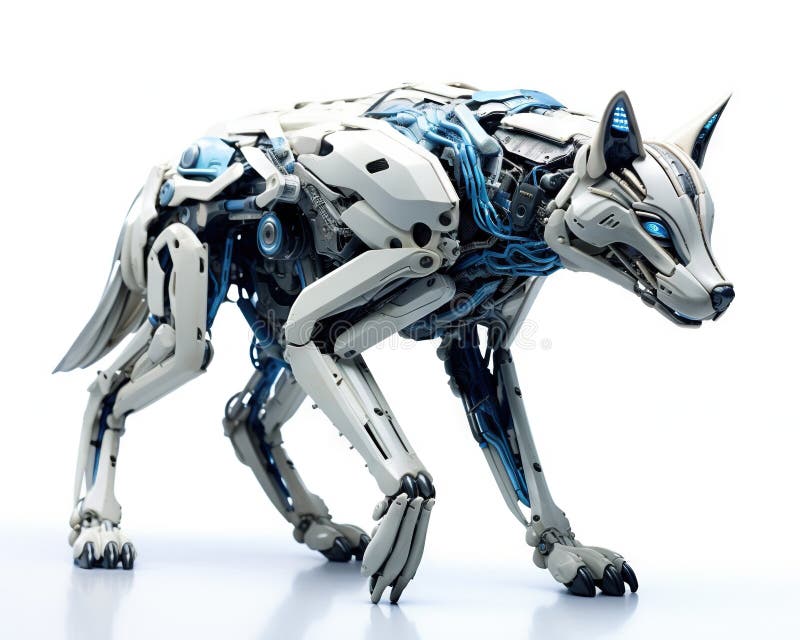 Wolf Robot Isolated Over a White Background. Stock Illustration ...