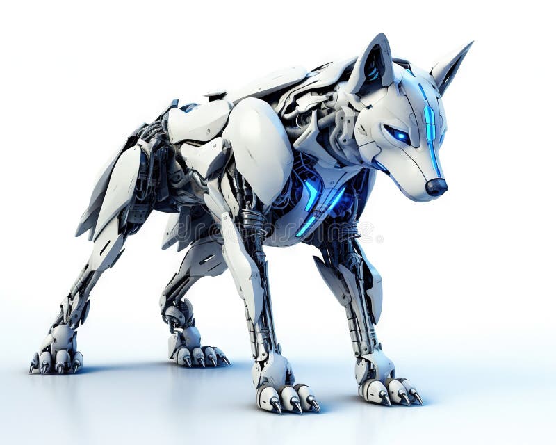 Wolf Robot Isolated Over a White Background. Stock Illustration ...