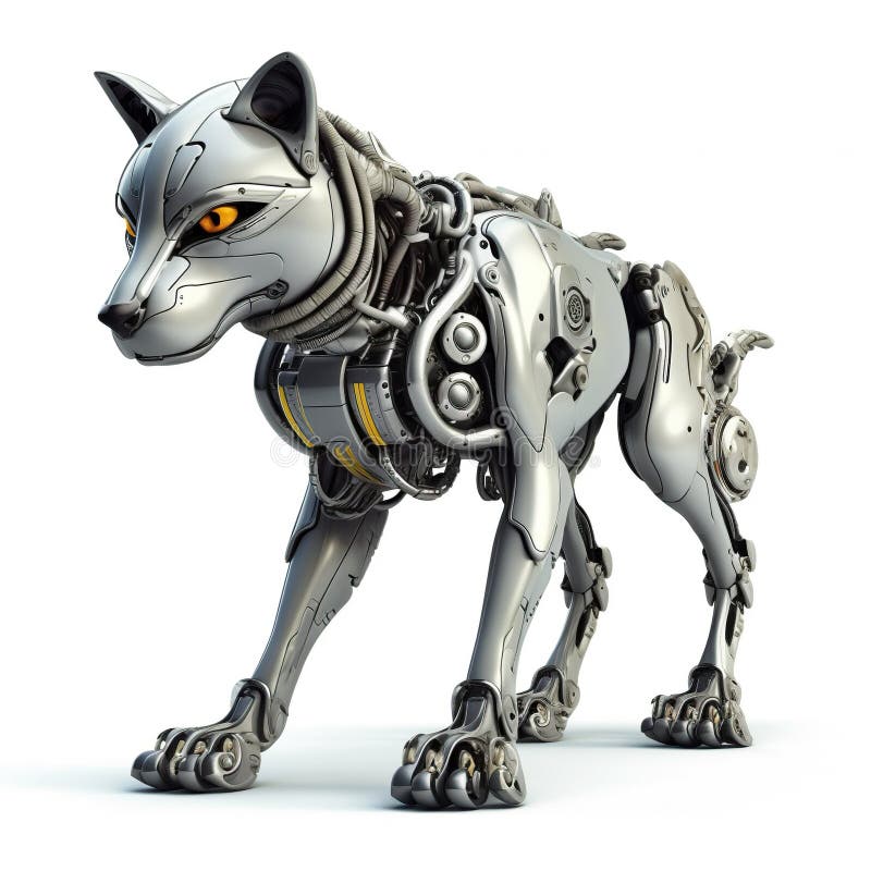 Wolf Robot, Robotic Animal Isolated Over White Background. Created with ...