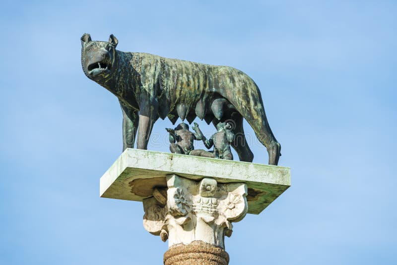She-wolf with Romulus and Remus Stock Photo - Image of icon, back ...