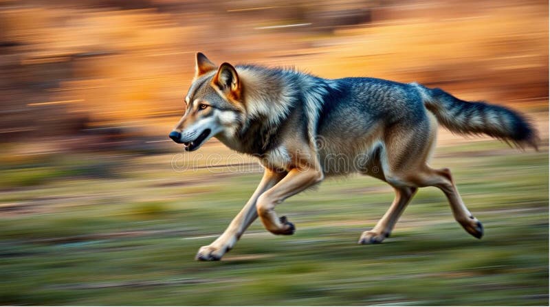 A Wolf Running through a Field of Grass Generated Stock Illustration ...
