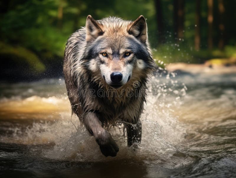 Wolf running stock illustration. Illustration of close - 293679988