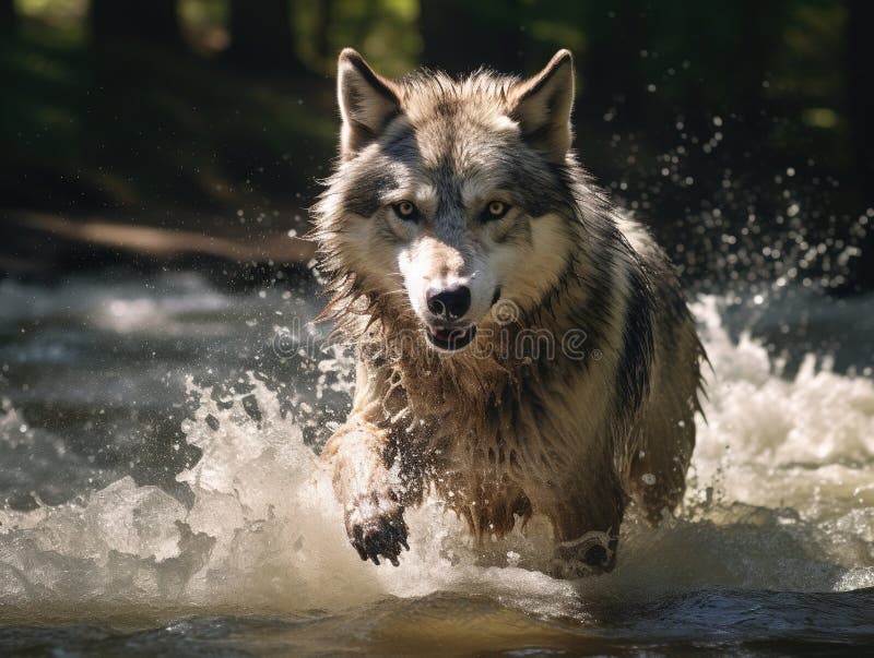 Wolf running stock illustration. Illustration of beautiful - 293680001