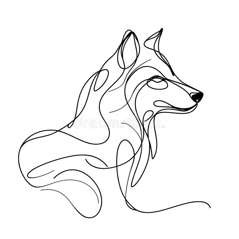 Wolf Continuous Line Stock Illustrations – 213 Wolf Continuous Line ...