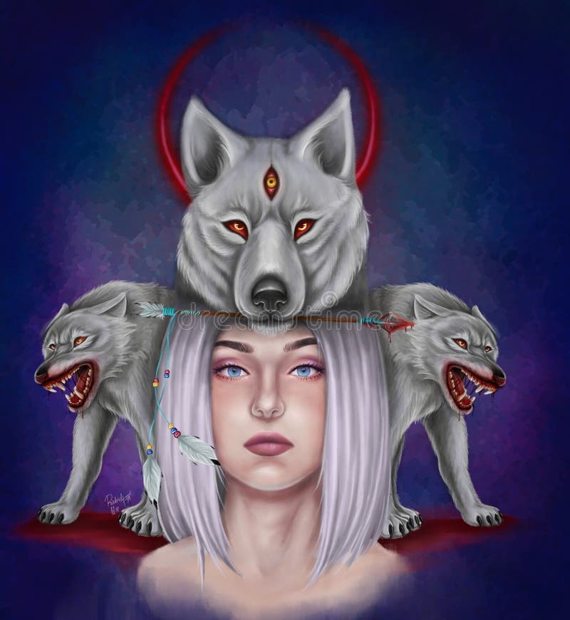 Wolf shaman stock illustration. Illustration of head - 246106341