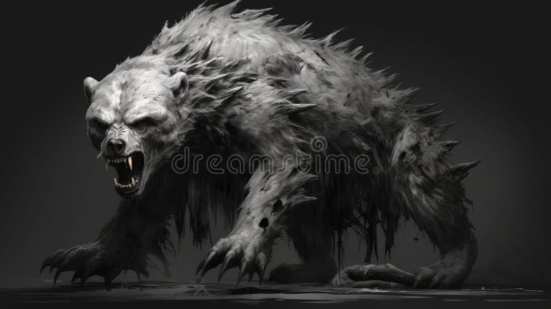 Otherworldly Grotesque Bear Digital Painting with Large Paws Stock ...