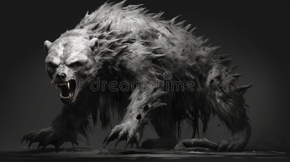Otherworldly Grotesque Bear Digital Painting with Large Paws Stock ...