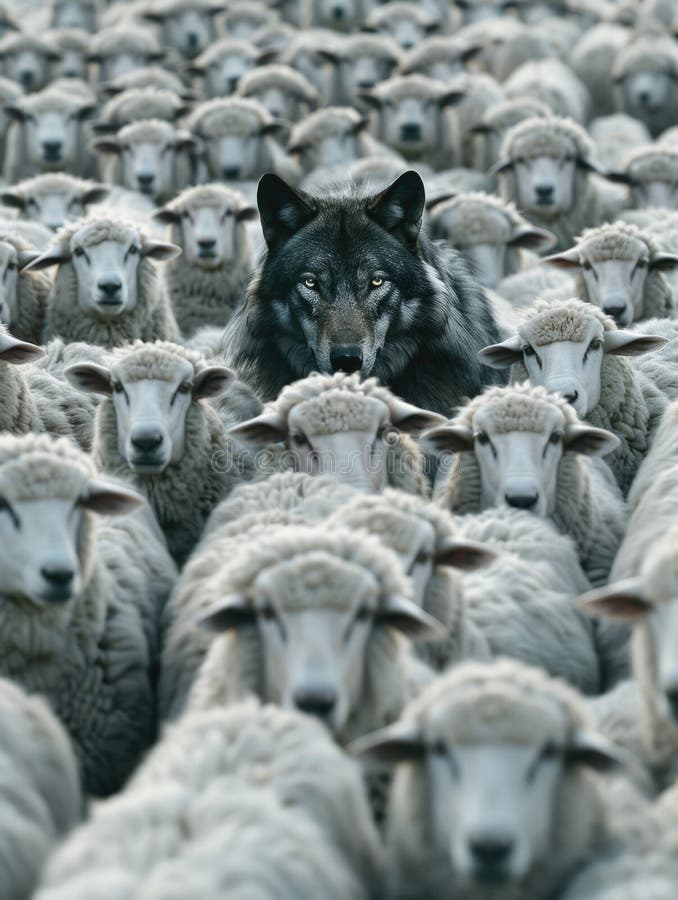 Wolf among Sheep stock photo. Image of outdoor, wilderness - 364025170