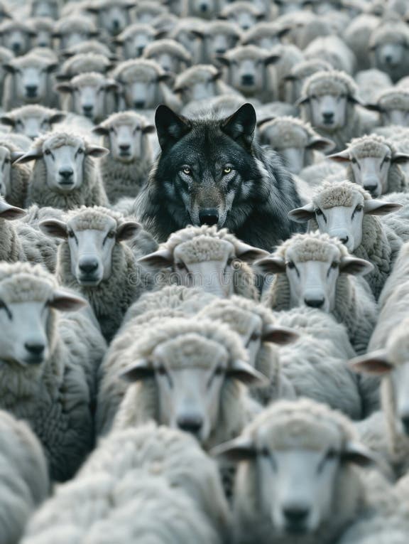Wolf among Sheep stock photo. Image of outdoor, wilderness - 364025170