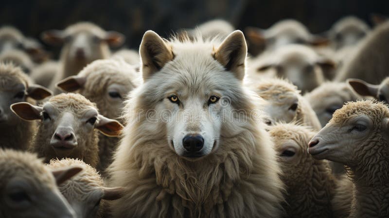 A Wolf in Sheep S Clothing - Wild Wolf among Dozens of Sheep ...