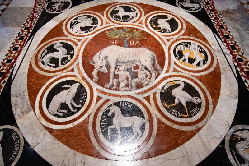The she-Wolf of Siena, One of the Panel of Mosaic Floor in Siena ...