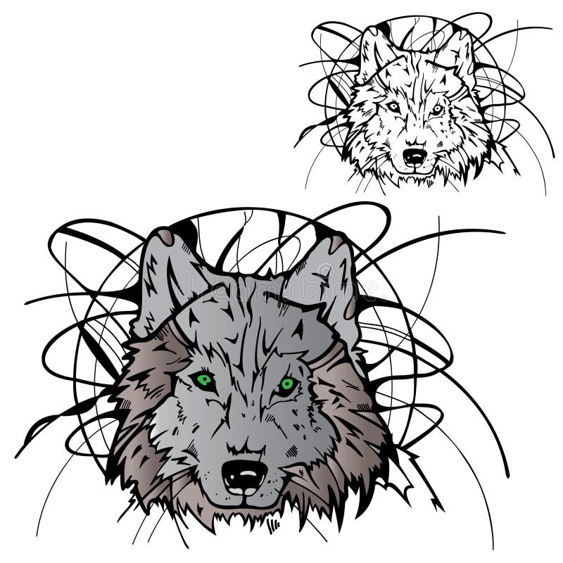 Simple Wolf Head Stencil