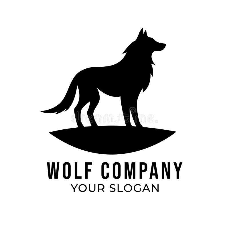 Wolf Silhouette Logo Template Isolated on White Background Stock Vector ...