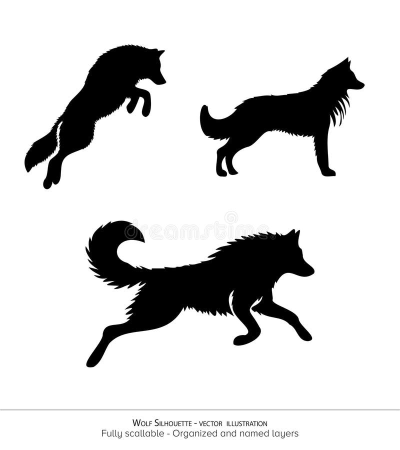 Wolf Silhouette Vector Illustration - Silhouette of a Hand-drawn Wolf ...