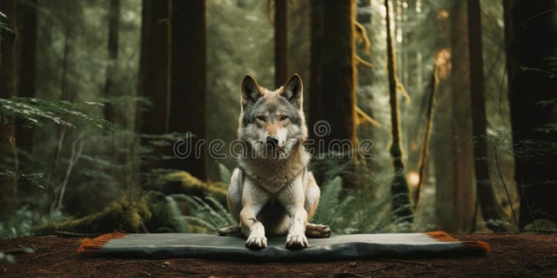 A Wolf Sitting on Top of a Blanket in a Forest. Generative AI Image ...