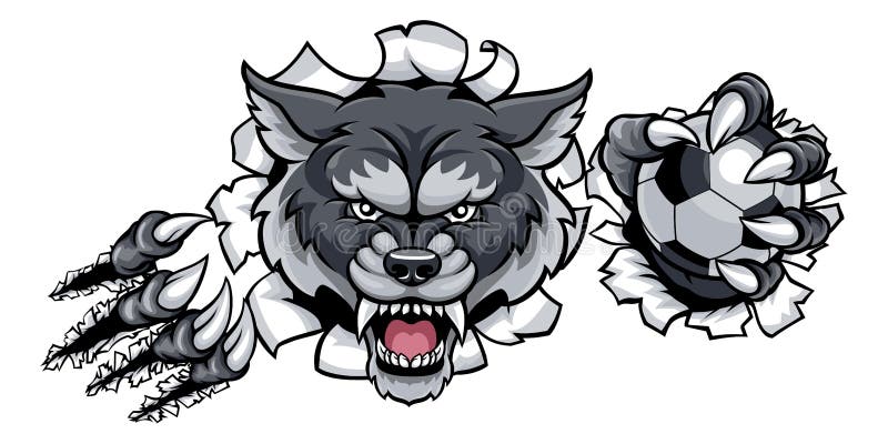 Wolf Soccer Mascot Breaking Background Ilustración del Vector ...