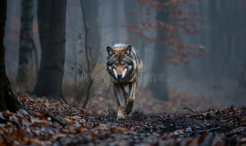 Wolf Stalking Prey in the Forest Stock Image - Image of head, cute ...
