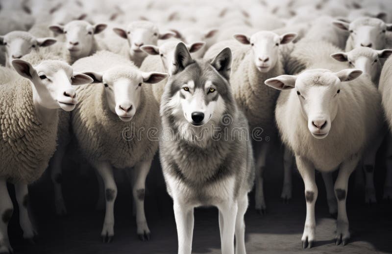A Wolf in Sheep S Clothing Amidst a Flock of Unsuspecting Sheep ...
