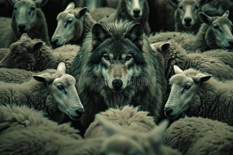 Wolf Standing Group Sheep Stock Photos - Free & Royalty-Free Stock ...