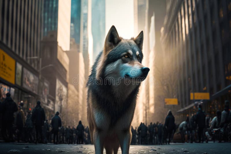 Wolf Standing on Hill in Front of Full Moon and Trees. Generative AI ...