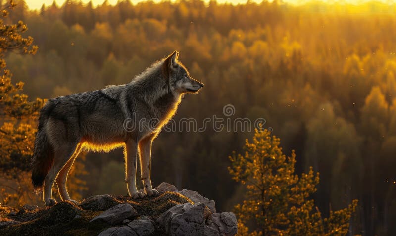 Wolf Standing on a Rocky Outcrop Stock Photo - Image of canine ...