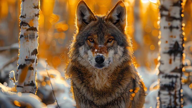 A Wolf is Standing in the Snow with Its Head Held High. Concept of ...