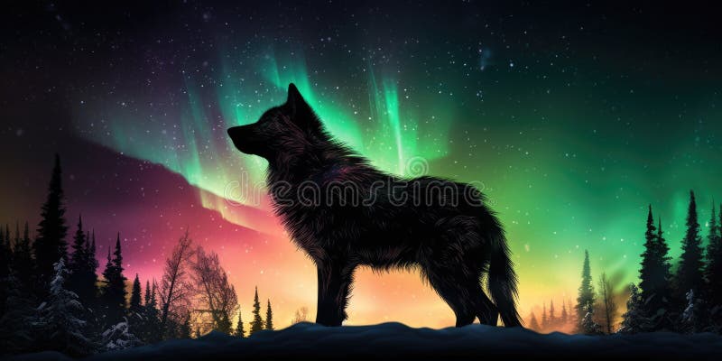 Northern Lights Wolf Images NORTHERN TRANQUILITY Des McCaffrey