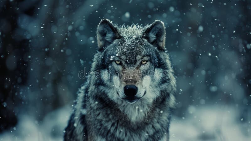 A Wolf is Standing in the Snow with a Storm Coming, AI Stock Image ...