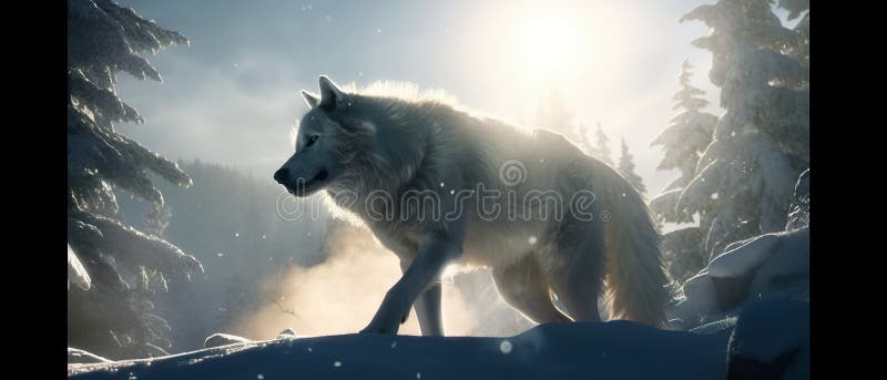 A Wolf Standing on Top of a Snow Covered Hillside. AI Generative Image ...
