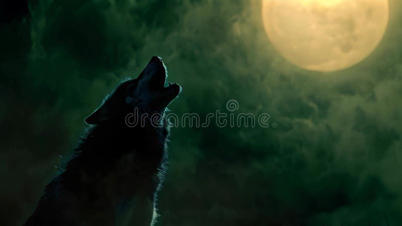 A Wolf Stands Boldly in Front of a Full Moon, Creating a Striking ...