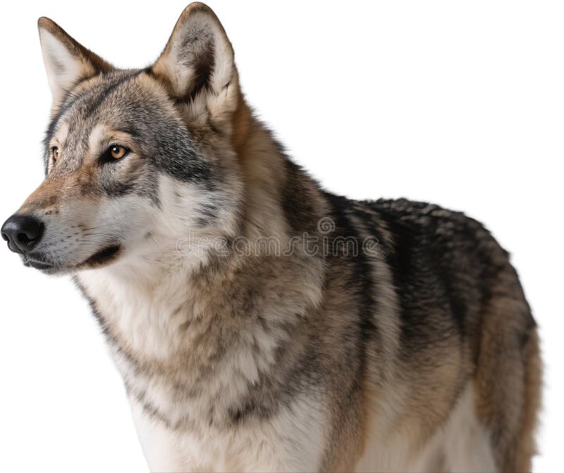 A Side Profile of a Wolf with Thick Fur and Strong Build Gazing into ...