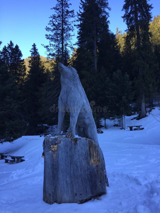 Wolf statue stock photo. Image of wolf, alps, tribute - 83251178