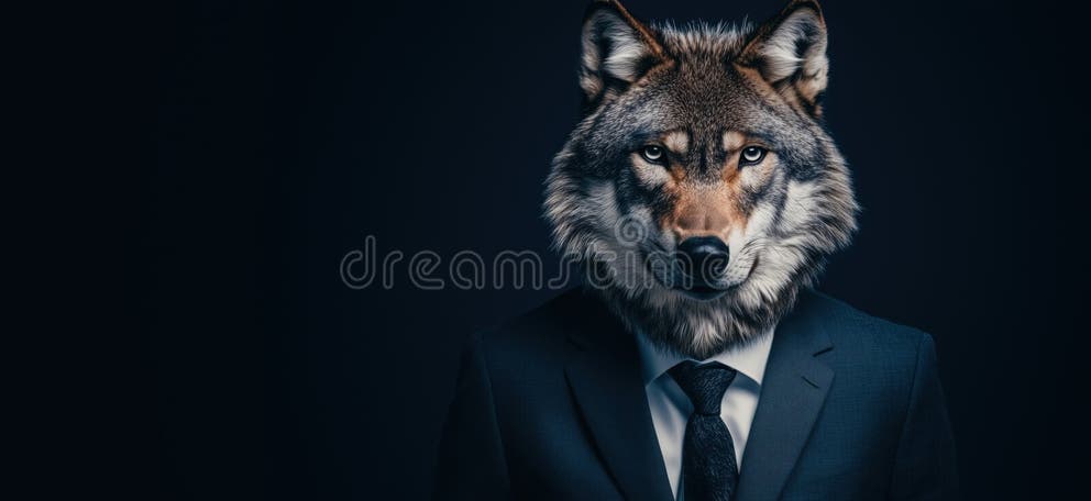 Wolf in a Suit Representing Power and Confidence in a Corporate Setting ...