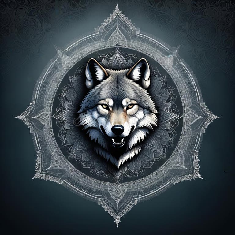 Wolf T-Shirt Design with Dramatic Lighting Stock Illustration ...