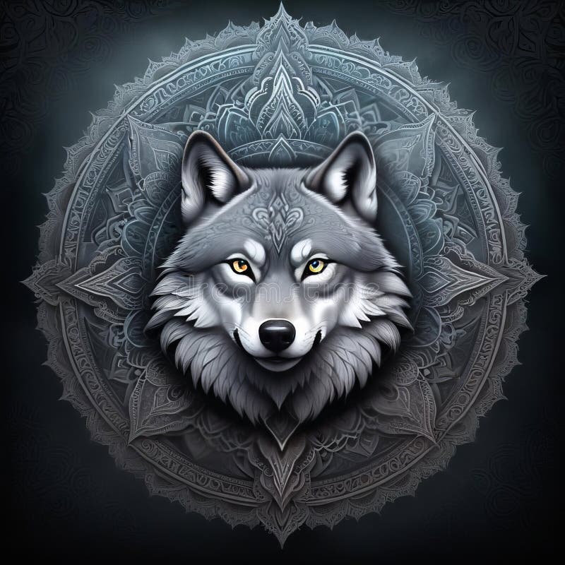 Wolf T-Shirt Design with Dramatic Lighting Stock Illustration ...