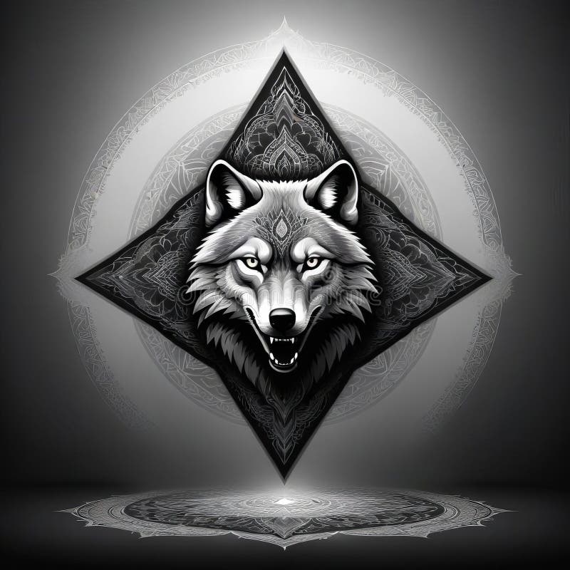 Wolf T-Shirt Design with Dramatic Lighting Stock Illustration ...