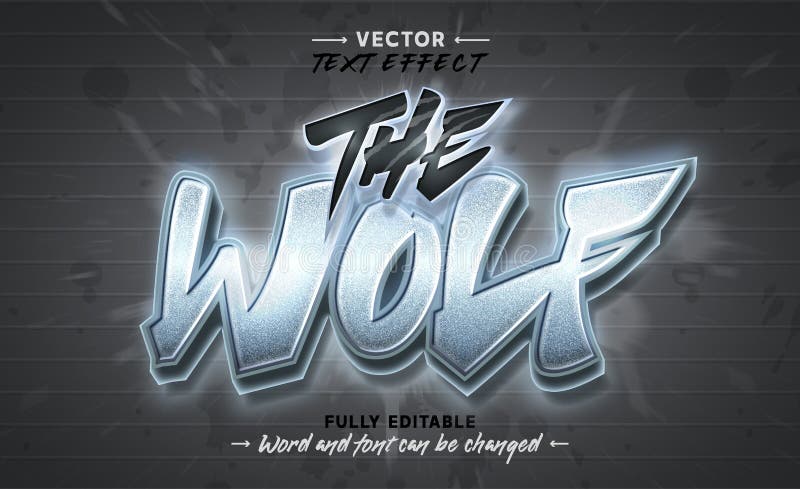 The Wolf Text Chunky Graffiti Style Editable Text Effect Stock Vector ...